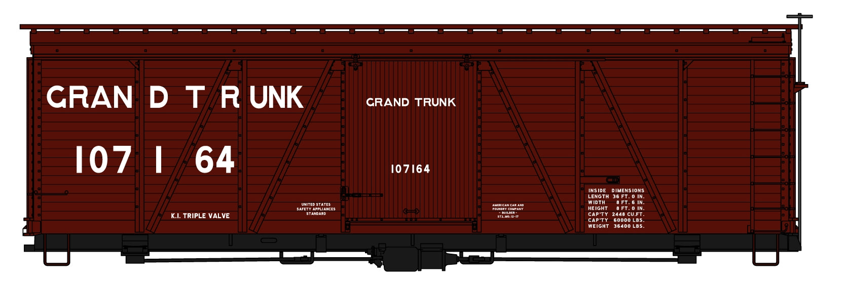 Accurail H.O Scale 11581 Grand Trunk 36' Fowler Wood Boxcar – A&S Trains