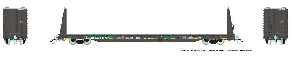 Rapido H.O. Scale 147009A MIL Bulkhead Flatcar BNSF - Ex-BCR PATCH 545 ...
