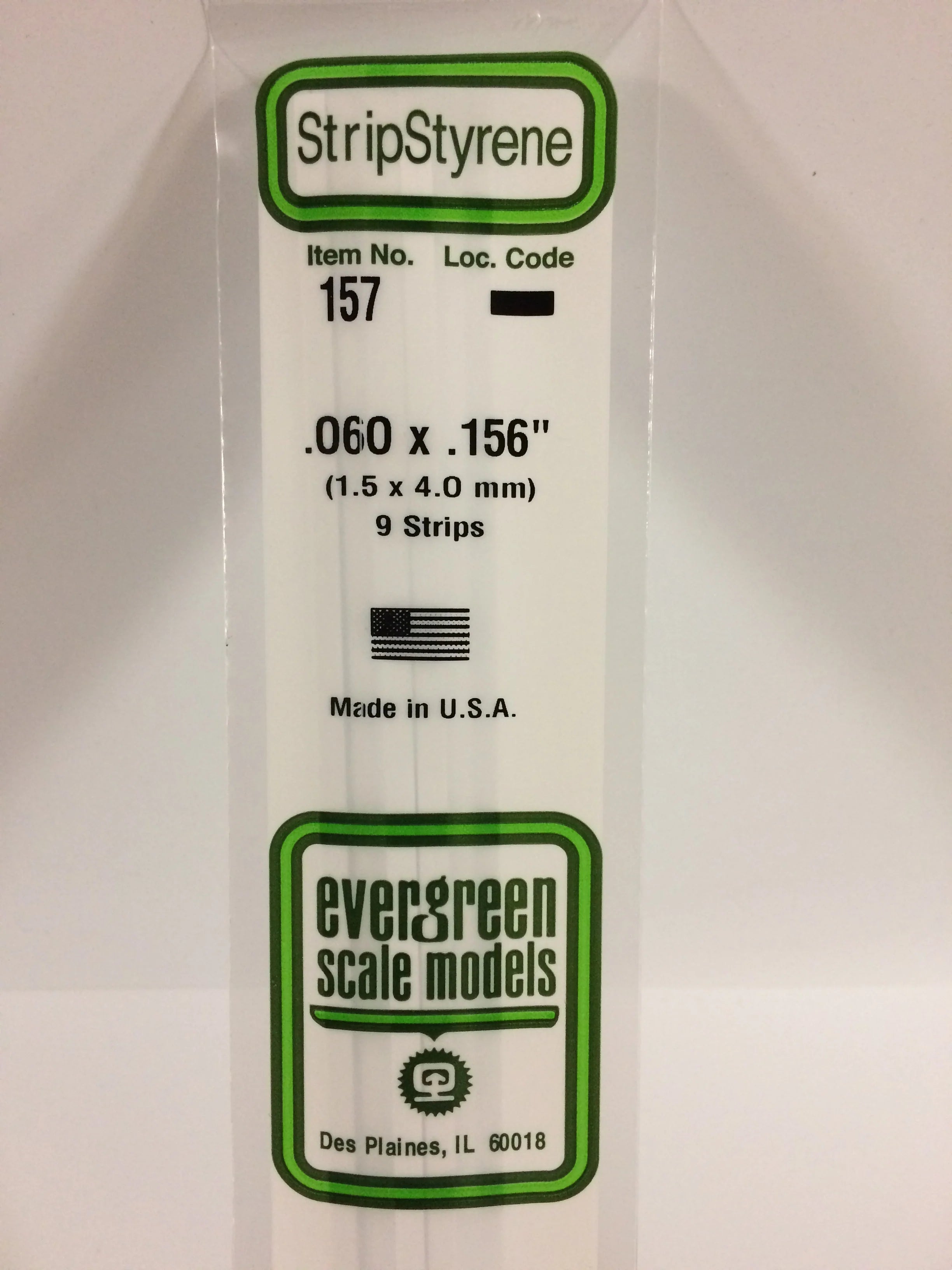 Evergreen 157 - .060" X .156" OPAQUE WHITE POLYSTYRENE STRIP – A&S Trains