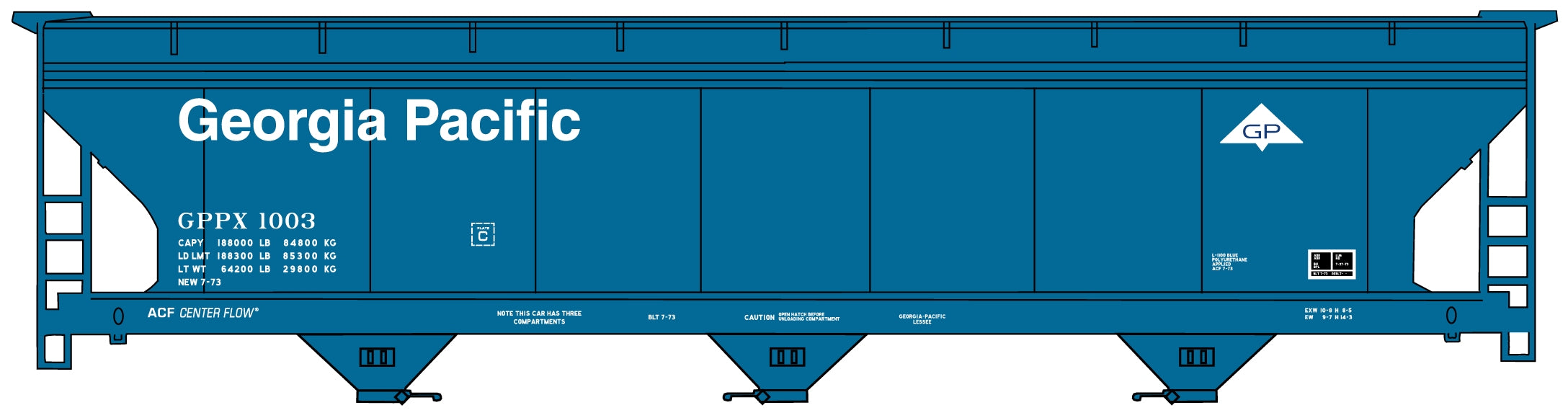 Accurail HO Scale 81373 Georgia Pacific 3-Bay ACF Covered Hopper – A&S ...