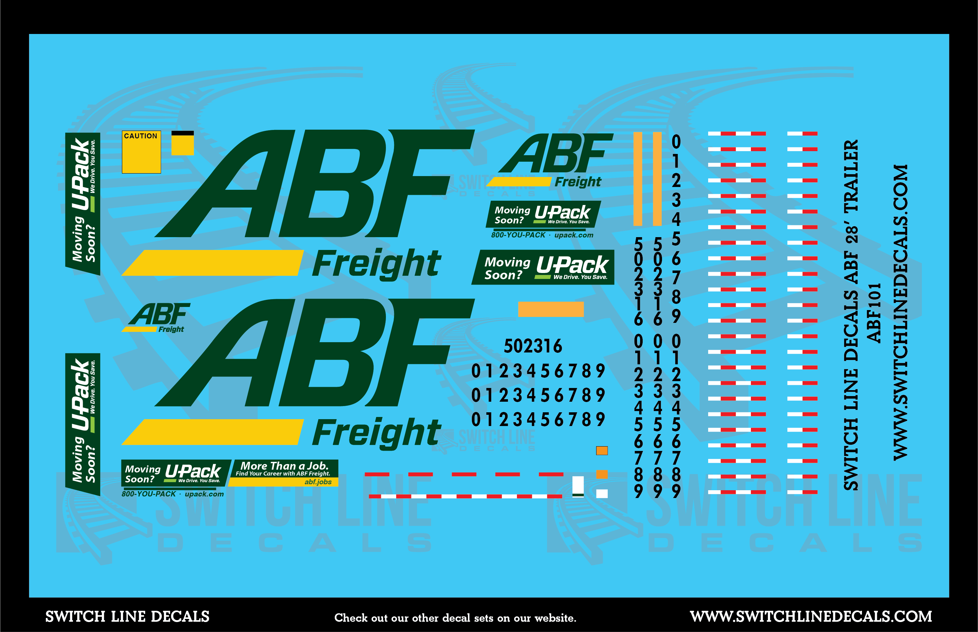 S Scale Modern ABF Freight 28' Trailers Decal Set – A&S Trains