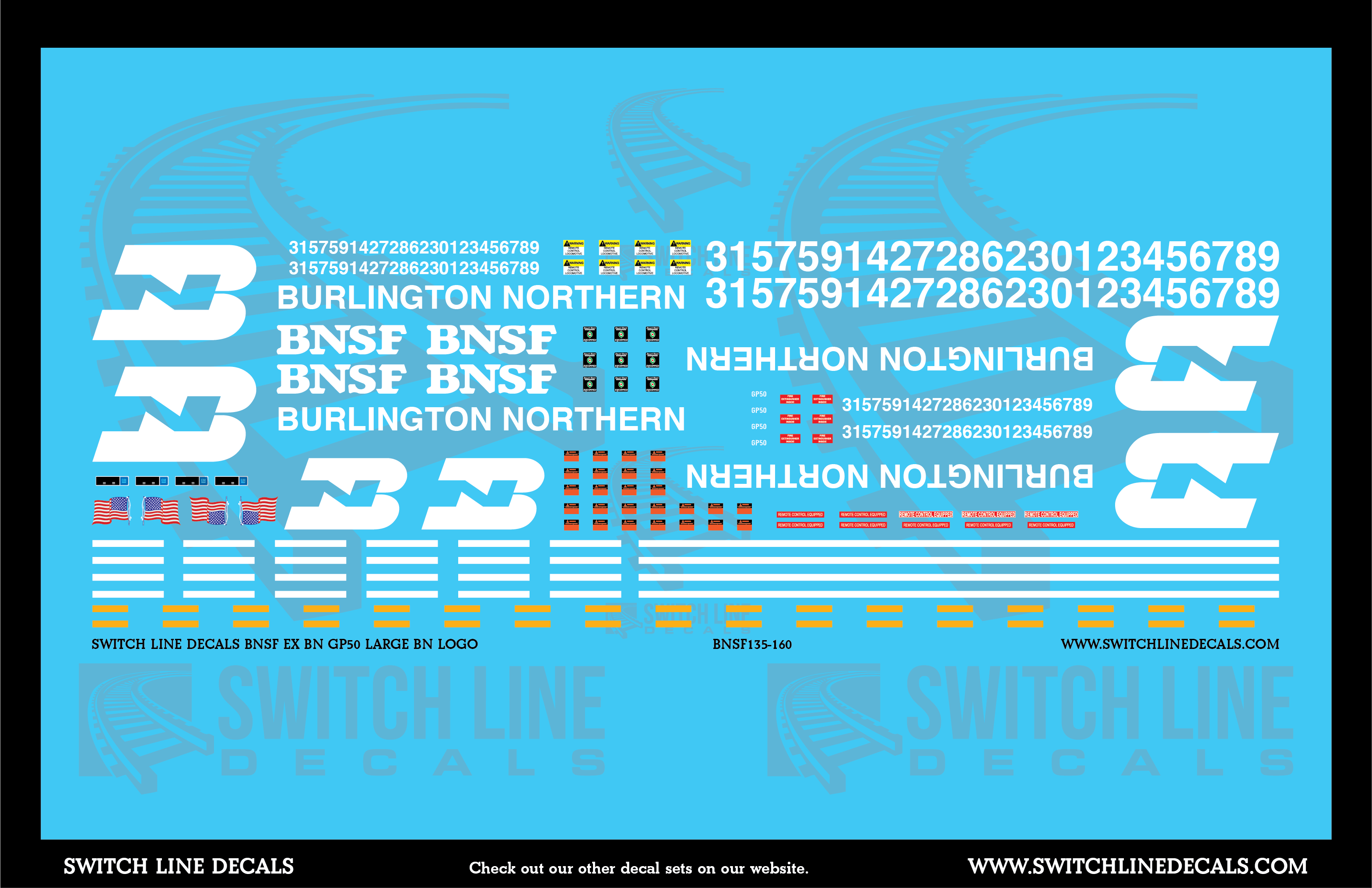 N Scale BNSF EX BN GP50 Large BN Logo Decal Set – A&S Trains