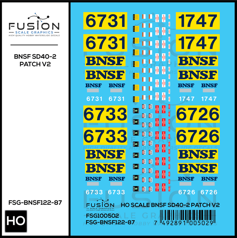 HO Scale BNSF Ex ATSF SD40-2 Patch Decal Set V2 – A&S Trains