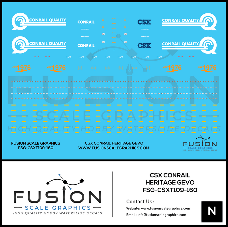 N Scale CSX Conrail Heritage GEVO Locomotive Decal Set – A&S Trains