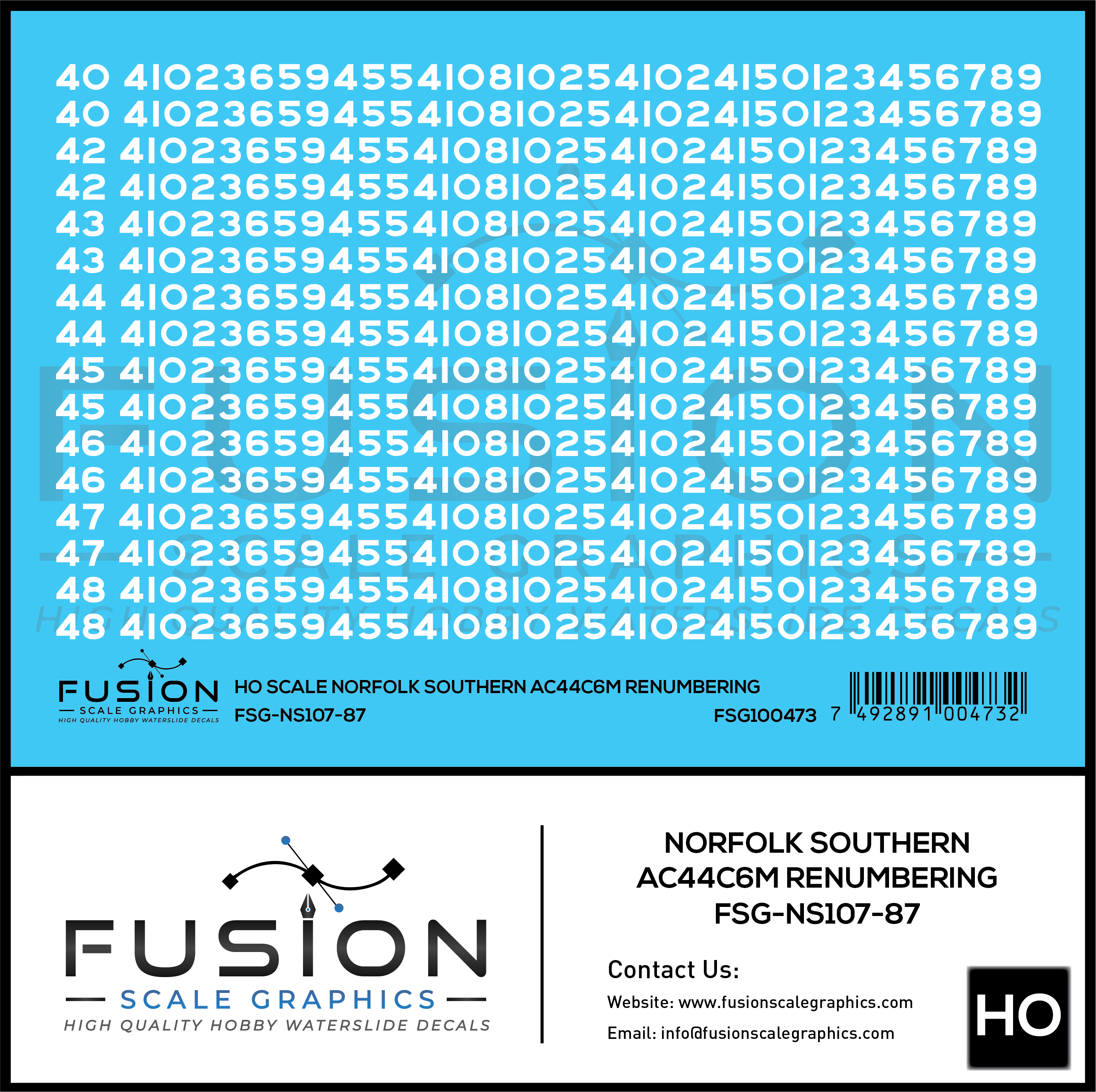 HO Scale Norfolk Southern GE AC44C6M Locomotive Renumbering Decal Set ...
