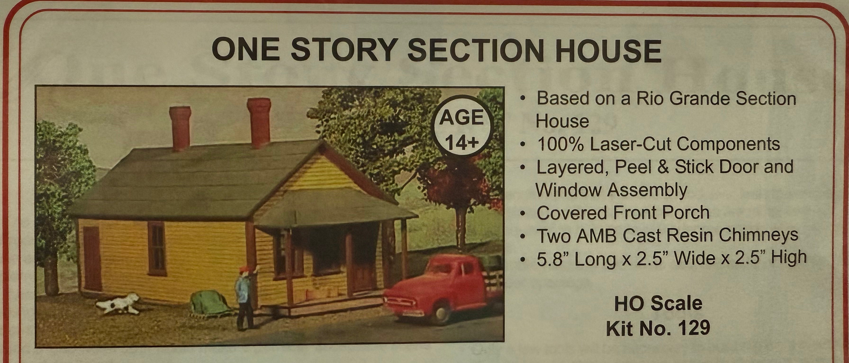 American Model Builders HO Scale 129 One Story Section House Laser Kit ...
