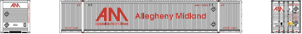 N Scale JTC "VS" Allegheny Midland 53' HIGH CUBE 8-55-8 corrugated con ...