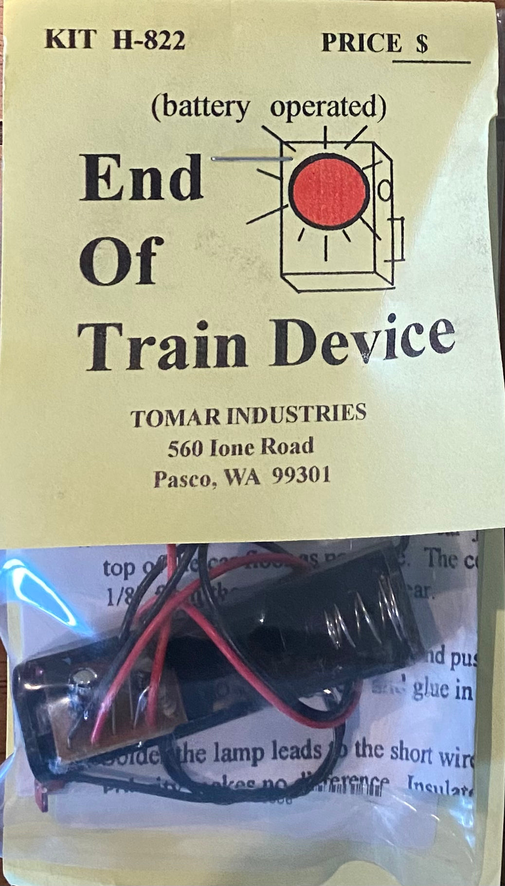 Tomar Ind H.O. Scale H-822 End of Train Device - Red Lens - 1 pkg – A&S ...