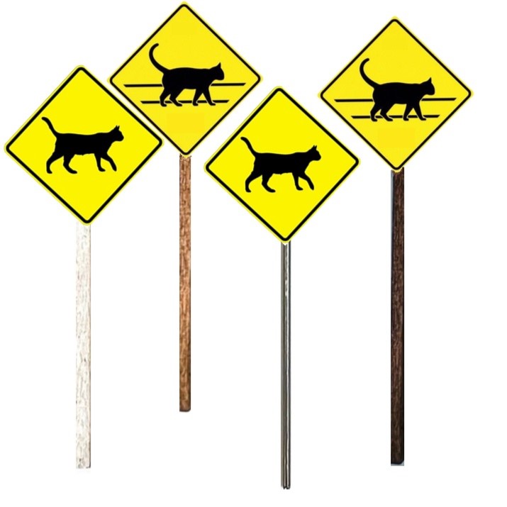 HO Scale - Cat Crossing Sign Pack - 2 Pack – A&S Trains