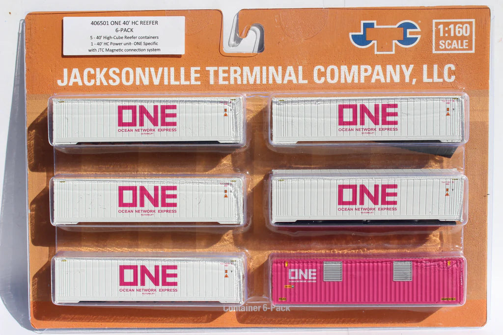 N Scale JTC MODEL TRAINS ONE Scheme 40' HC Reefer Set (5 reefers, 1 po ...