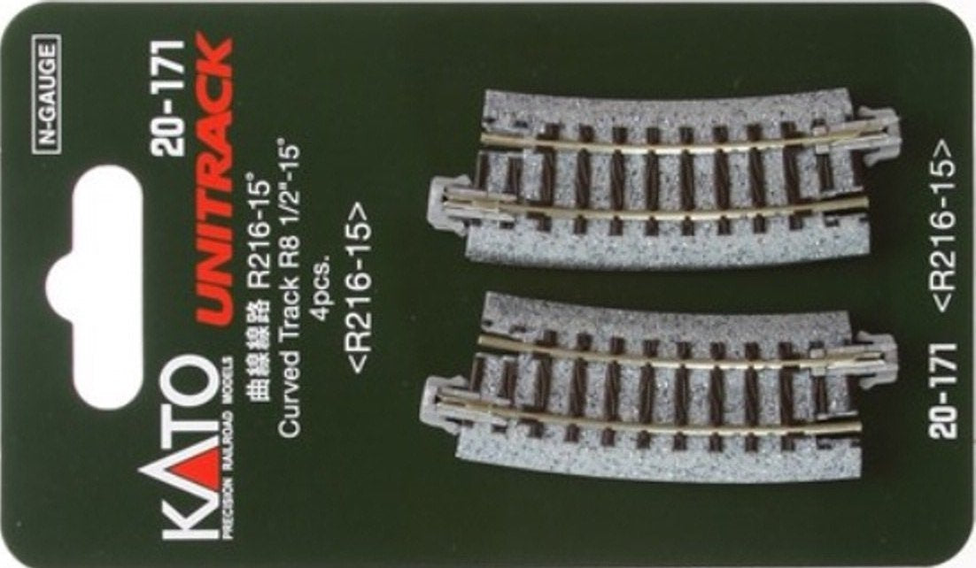 Kato N Scale Track, Curved, Single 20-171 216mm (8 ½") – A&S Trains