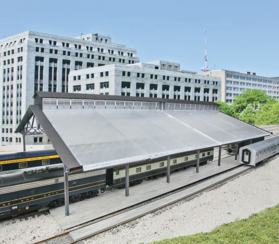Walthers Cornerstone H.O. Scale Train shed with clear roof building ki ...