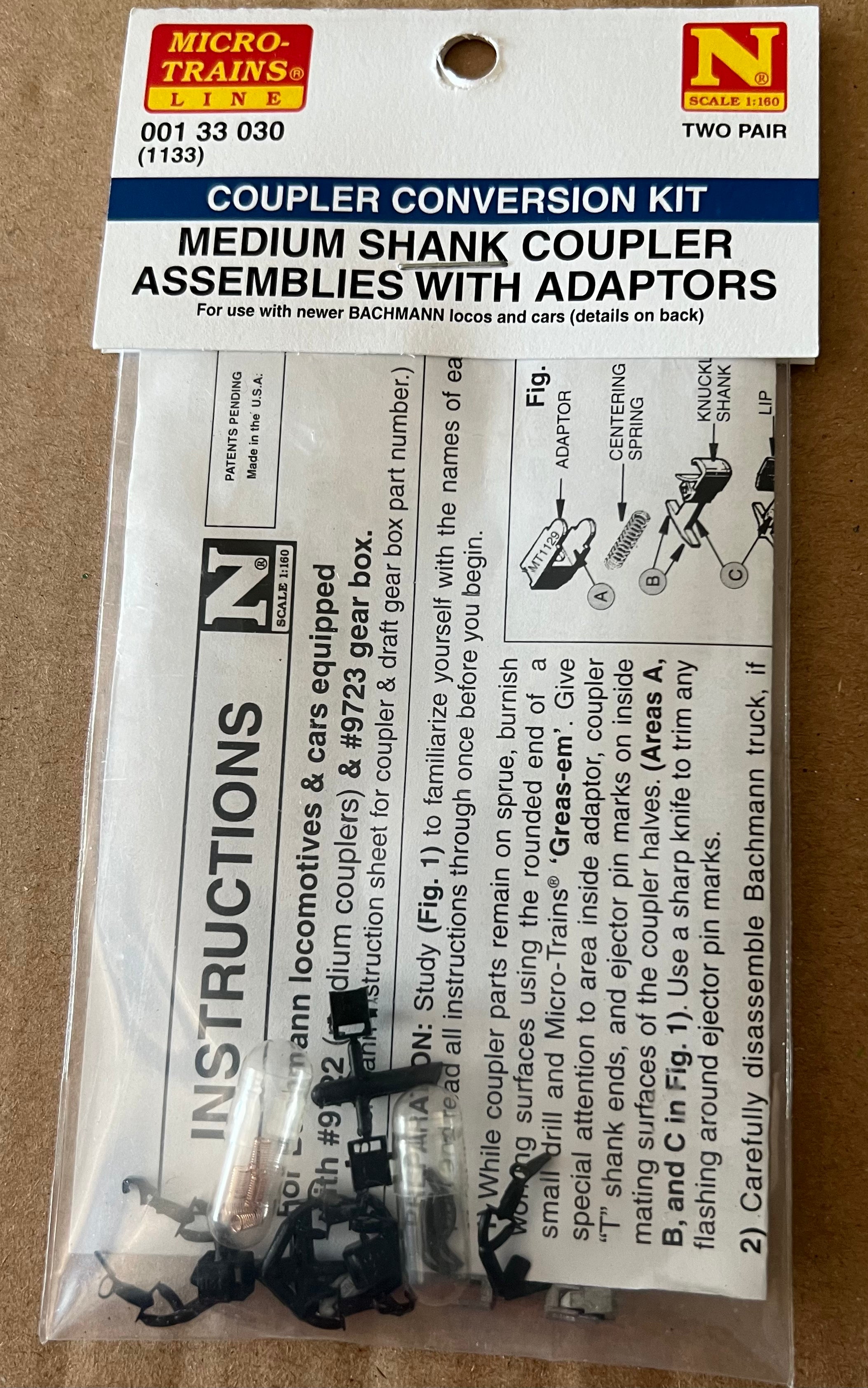 Micro-Trains N Scale 001 33 030 (1133) Bachmann Medium Cplr Conv (2pr ...