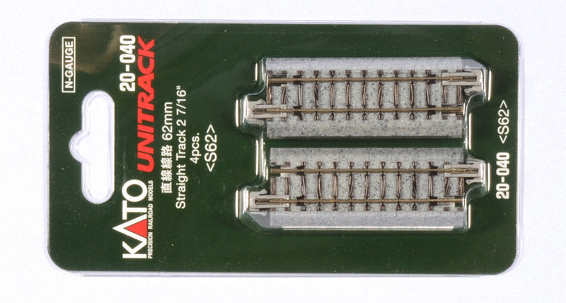 Kato N Scale Track, Straight, Single 20-040 62mm (2 7/16") – A&S Trains